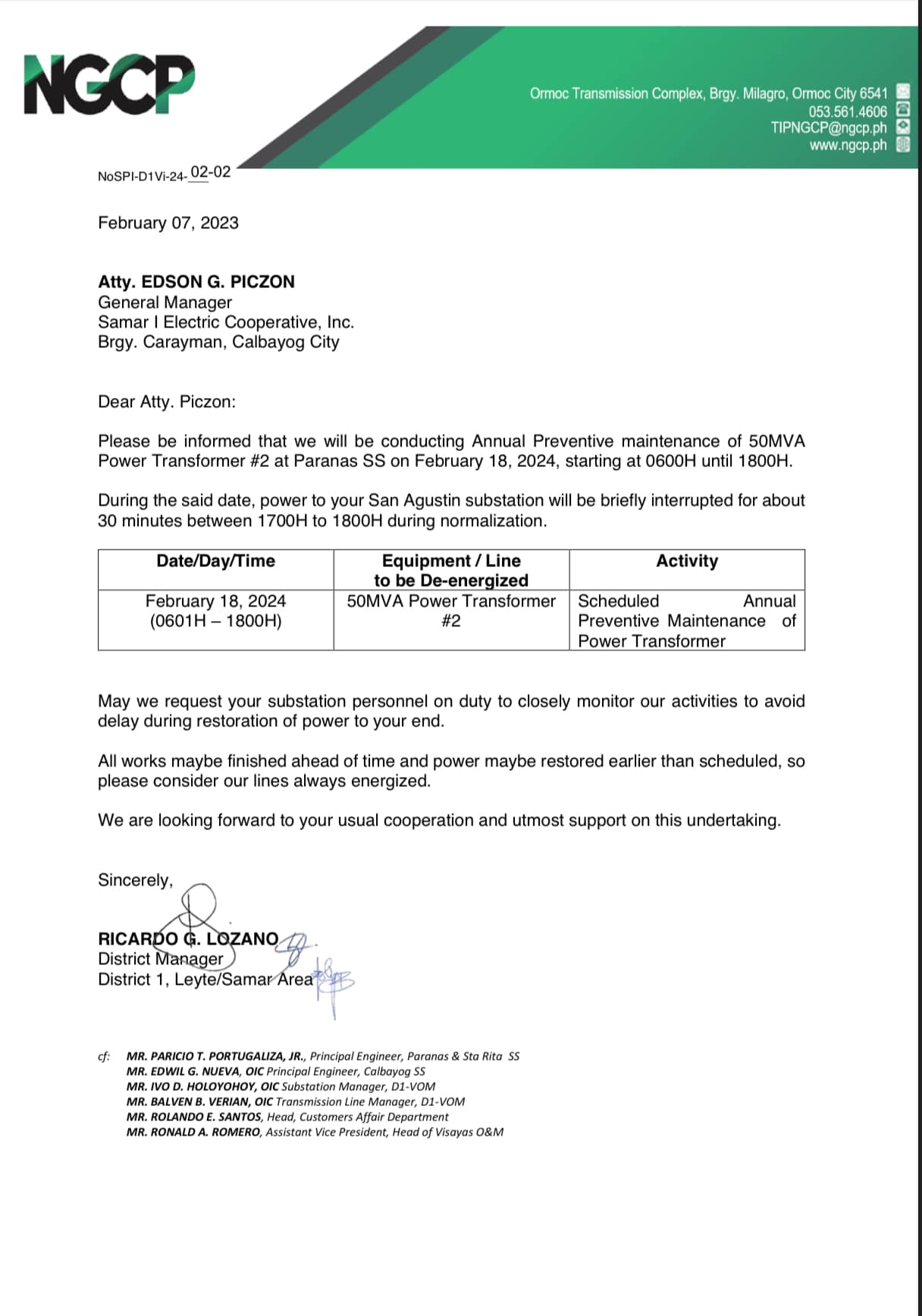 Ilang bahagi ng Samar, makararanas ng power interruption sa Feb. 18 ... Ilang bahagi ng Samar, makararanas ng power interruption sa Feb. 18 ...