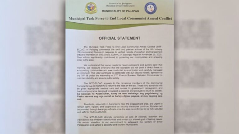 Pangingikil at paggamit ng NPA ng pampasabog, kinondena Palapag LGU